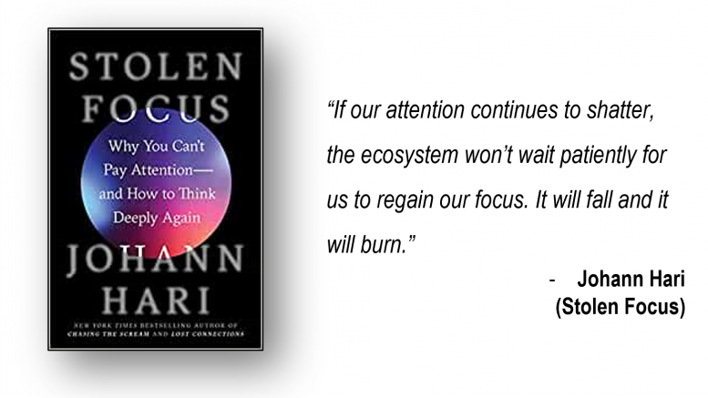 Stolen Focus – Why You Can’t Pay Attention and How to think deeply again